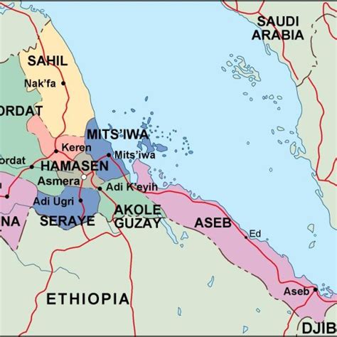 Eritrea Political Map Download Vector Maps For Adobe Illustrator
