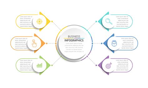 인포그래픽을 위한 벡터 요소입니다 프레젠테이션 및 차트 단계 또는 프로세스 옵션 번호 워크플로 템플릿 디자인 번호 6 0명에