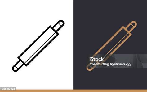 선형 아이콘의 빵집 롤링 핀 요리 개요 스타일에서 그림입니다 모바일 응용 프로그램 웹 사이트 및 프레 젠 테이 션에 적합 0명에 대한 스톡 벡터 아트 및 기타 이미지