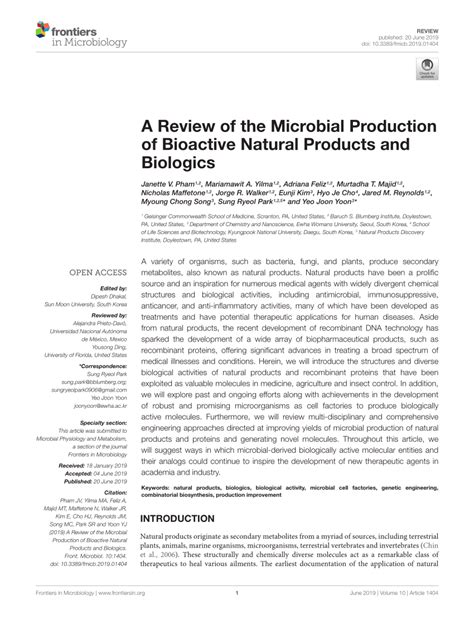 Pdf A Review Of The Microbial Production Of Bioactive Natural Products And Biologics