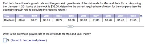 Solved Find Both The Arithmetic Growth Rate And The