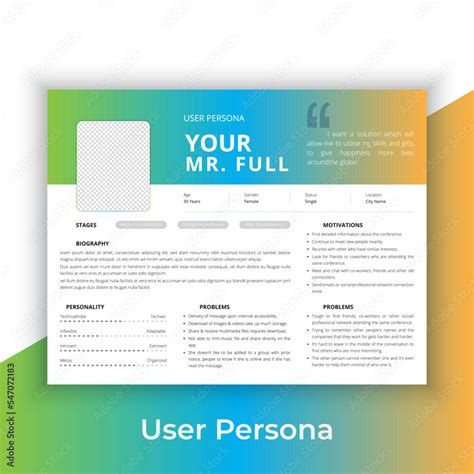 User Persona Document Template Vector Illustration Examples Of User