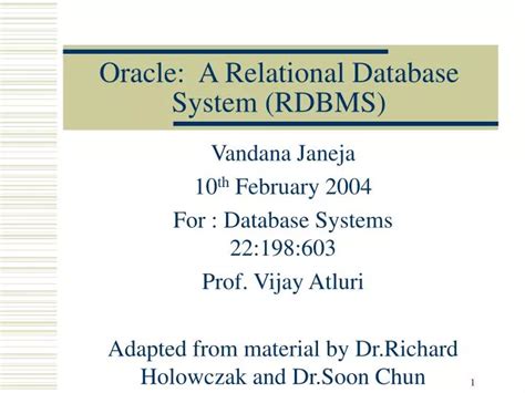 Ppt Oracle A Relational Database System Rdbms Powerpoint