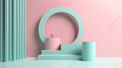 생생한 3d 렌더링 추상 기하학적 모양을 배경으로 한 파스텔 색상 연단 연단 배경 제품 디스플레이 배경 색상 배경 이미지 Hd 연단 제품 디스플레이 색상 배경