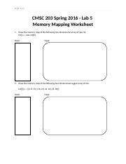 Memory Mapping Worksheet Lab Doc Page CMSC Spring Lab Memory Mapping