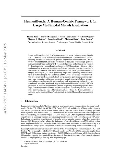 Pdf Humanibench A Human Centric Framework For Large Multimodal Models Evaluation