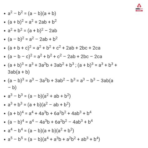 Algebra Formulas Explained