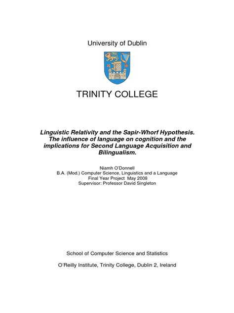 Linguistic Relativity And The Sapir Whorf Hypothesis The Influence Of Language On Cognition And