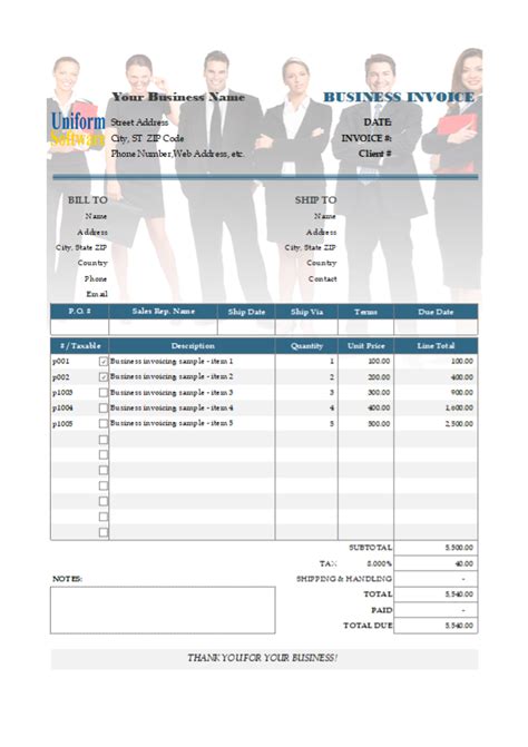 Advanced Sample Macro Enabled Invoicing Template