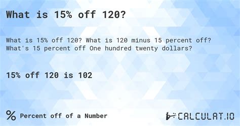 What Is 15 Off 120 Calculatio