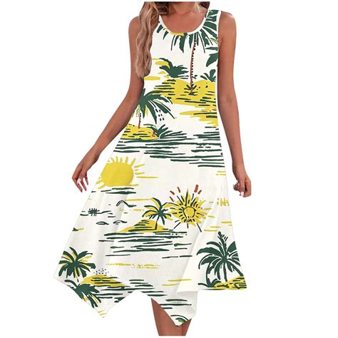 Rvkxad Clearance Dresses For Women 2025 Casual Summer Tropical Crew