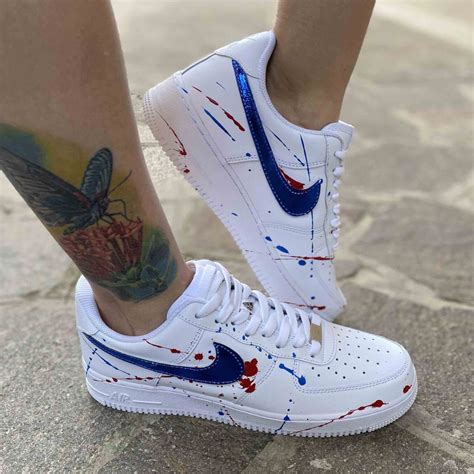 Nike Air Force One Custom Swoosh Blu Llab Scarpe Custom