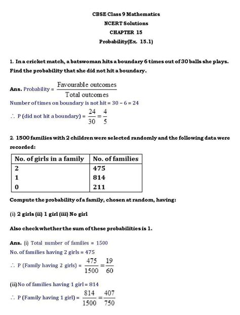 Ch 15 Probability Page Wise NCERT Solution 15 1
