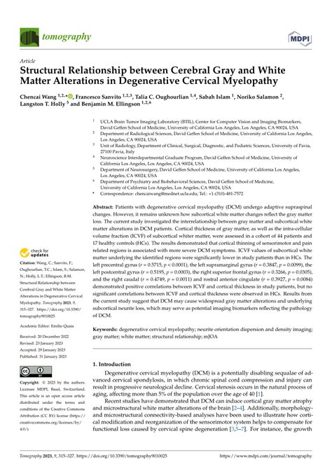 Pdf Structural Relationship Between Cerebral Gray And White Matter Alterations In Degenerative