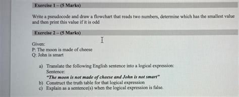 Solved Exercise 1 5 Marks Write A Pseudocode And Draw A