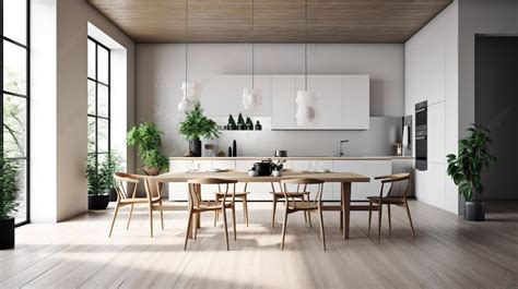 현대적인 미니멀리즘 3d 디자인의 세련된 스칸디나비아 주방과 식당 주방 디자인 3d 방 방 디자인 배경 일러스트 및 사진 무료 다운로드 Pngtree