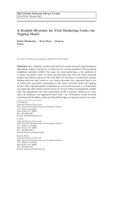 Pdf A Scalable Heuristic For Viral Marketing Under The Tipping Model