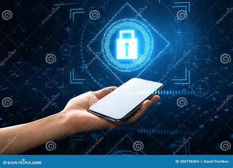 Internet Security Cyber Access Protection And Online Safety Concept With Glowing Closed Padlock