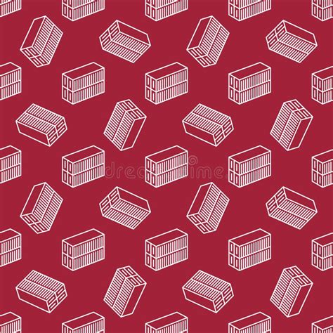 Two Shipping Containers Vector Transportation Line Red Seamless Pattern