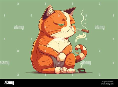 Cat Smoking Vector Illustration Stock Vector Image And Art Alamy