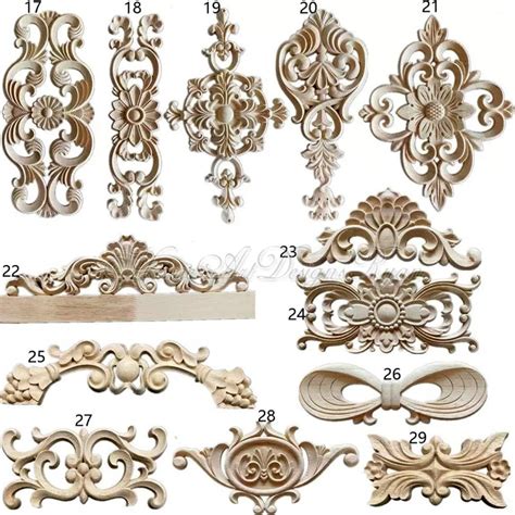 1 Piece Unpainted Wood Carved Applique Onlay Home Wall Embellishments