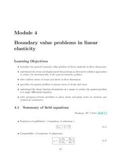 Module Boundary Value Problems In Linear Elasticity Module Boundary Value Problems In