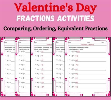 Valentine S Day Fractions Activities Comparing Ordering Equivalent