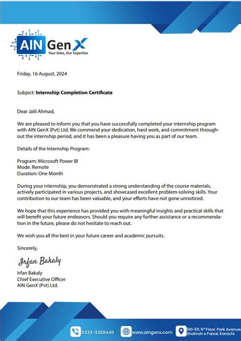 Jalil Ahmed On Linkedin Power Bi Internship Completed Successfully