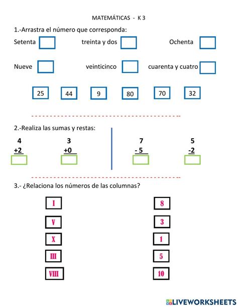 Matemáticas Repaso Activity Live Worksheets