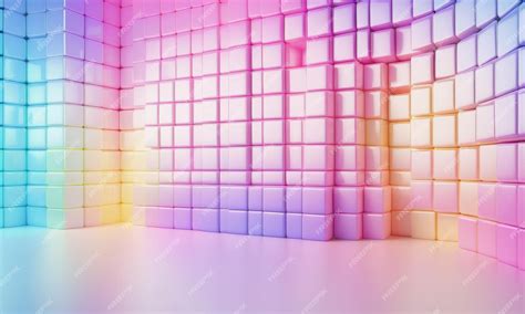Premium Ai Image Wall Of Grid Cubes Gradient Background