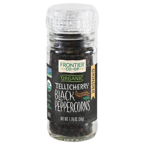 Frontier Co Op Tellicherry Black Peppercorns With Grinder Organic 176