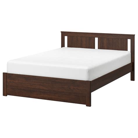 Songesand Queen Bed Frame Brown Lönset 140x200 Cm Ikea