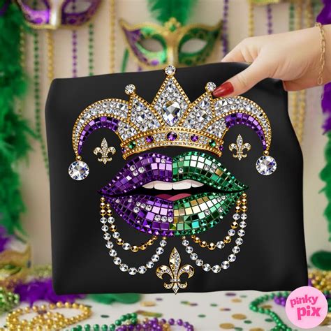 Mardi Gras Lips Crown Rhinestone Png Sparkle Bling Crystal Mosaic