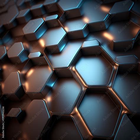 Hexagon Pattern Blending Fading High Tech Background Generative Ai Stock Illustration