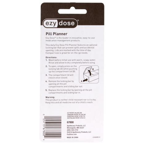 Ezy Dose® 4 Times A Day Pill Organizer Locking Perfect For Travel