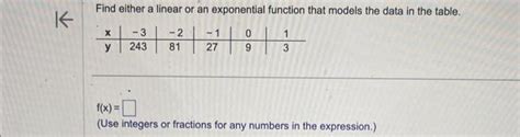 Solved Find Either A Linear Or An Exponential Function That Chegg