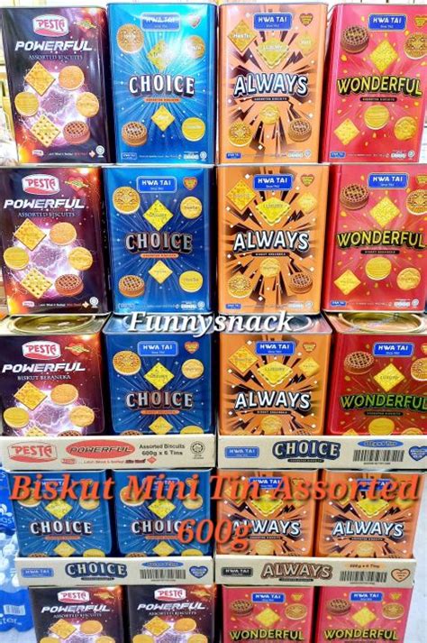 600g Hwa Tai Pesta Assorted Individual Pack Biscuit Biskut Mini Tin