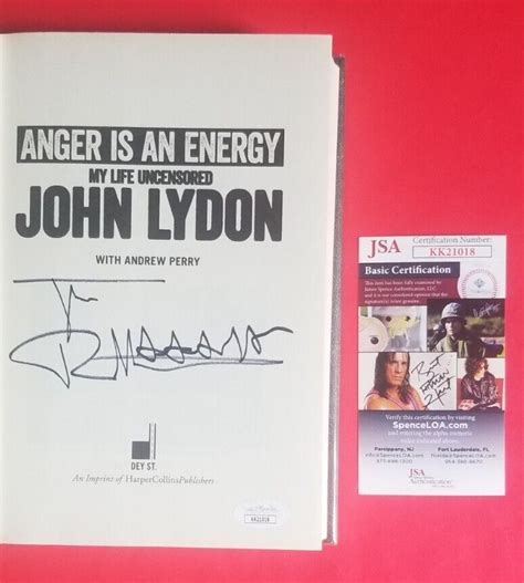 John Lydon Johnny Rotten Signed Book Anger Is An Energy With Jsa Coa Sex Pistols Ebay Uk