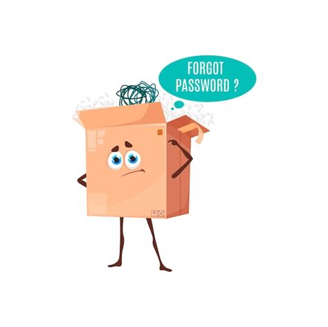 Premium Vector Forgot Password Cartoon Parcel Box Character