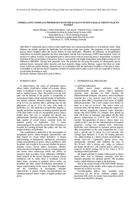 Pdf Correlating Template Properties With The Quality Of Epitaxially