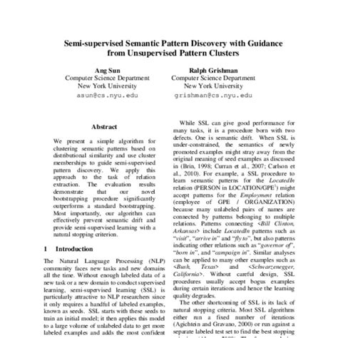 Semi Supervised Semantic Pattern Discovery With Guidance From Unsupervised Pattern Clusters