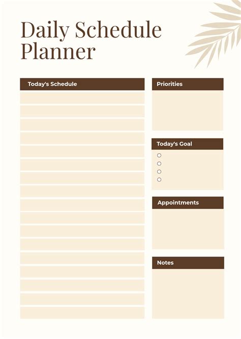 free daily schedule planner template to edit online