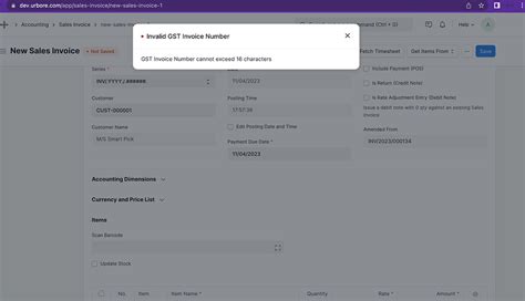 Getting Error While Saving Amended Invoice Gst Invoice Number Cannot