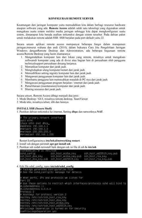 Install Konfigurasi SSH KONFIGURASI REMOTE SERVER Keuntungan Dari Jaringan Komputer Yaitu