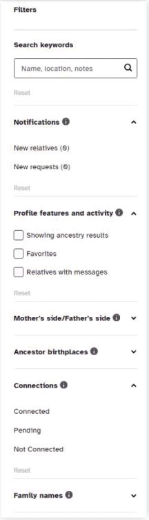 searching sorting and filtering dna match lists legacy tree