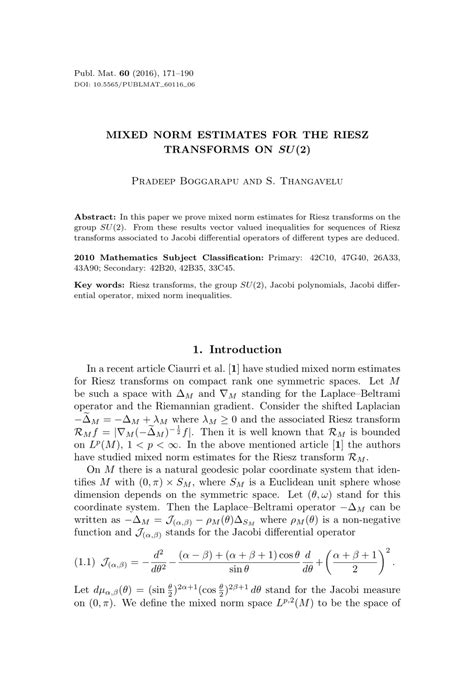Pdf Mixed Norm Estimates For The Riesz Transforms On Su2