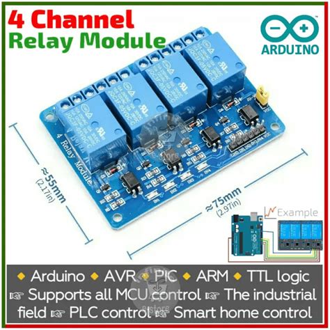 Arduino 4 Channel Relay Module 4 Way Control Board With Optocoupler