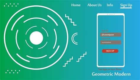 기하학적 현대 웹사이트 템플릿 방문 페이지 벡터 디자인 일러스트 레이 션 프리미엄 벡터