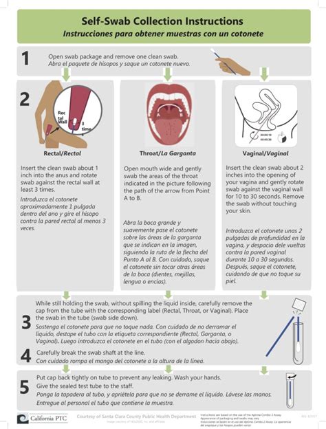 Self Swab Collection Instructions Englishspanish Ca Ptc East Bay