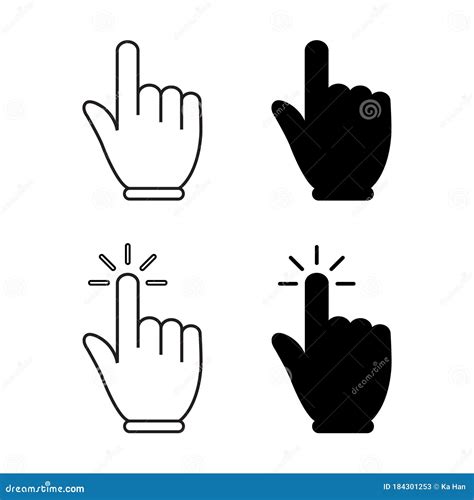 hand cursor icon monochrome clicking finger pointer symbol vector